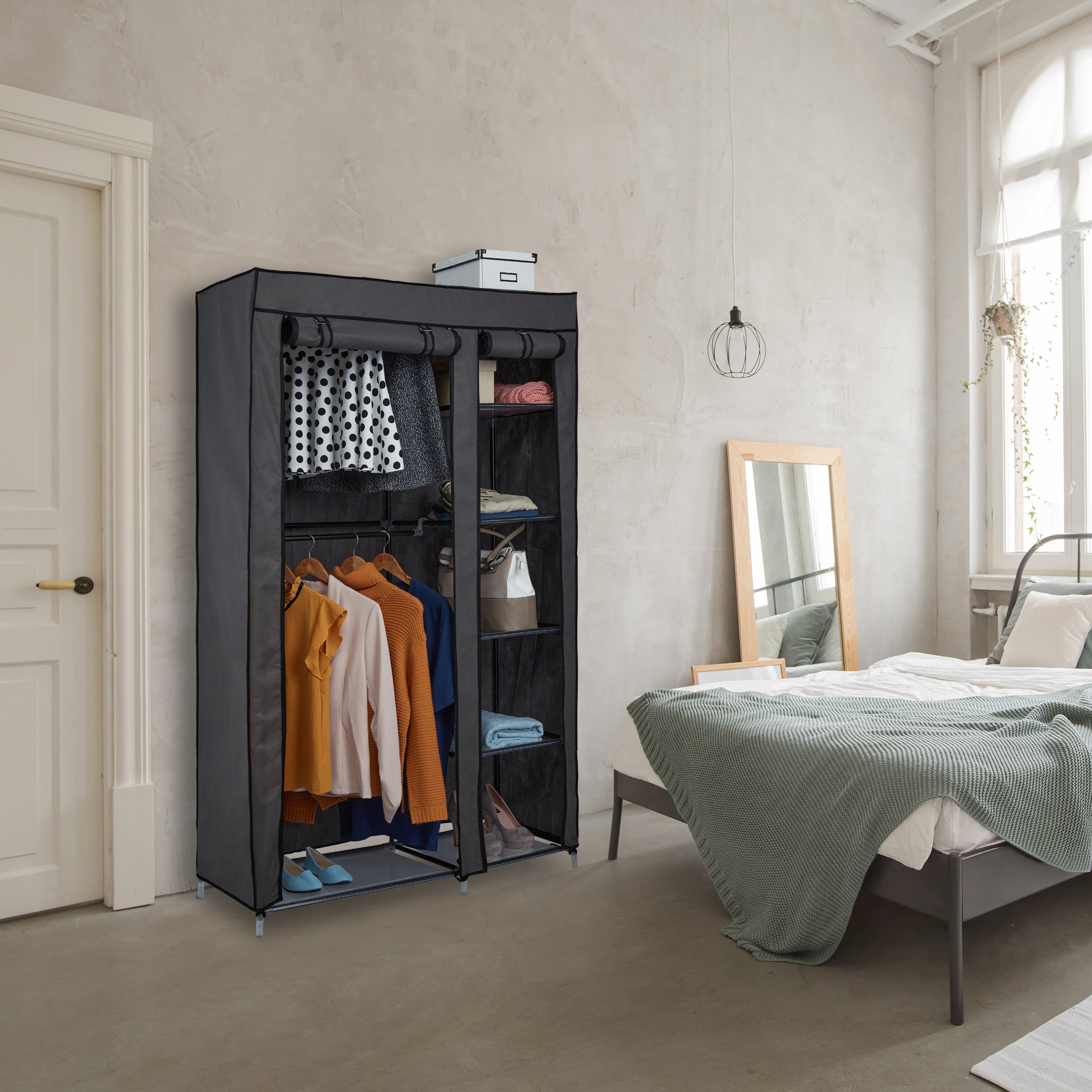 STOFFSCHRANK STABIL FALTKLEIDERSCHRANK Campingschrank 2 Kleiderstangen STOFFSCHRANK STABIL FALTKLEIDERSCHRANK Campingschrank 2 Kleiderstangen